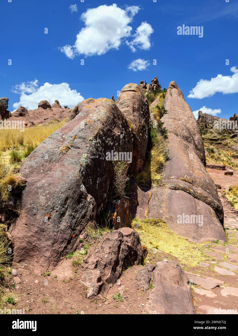 Rock formations in Aramu Muru in Peruvian Andes Stock Photo - Alamy