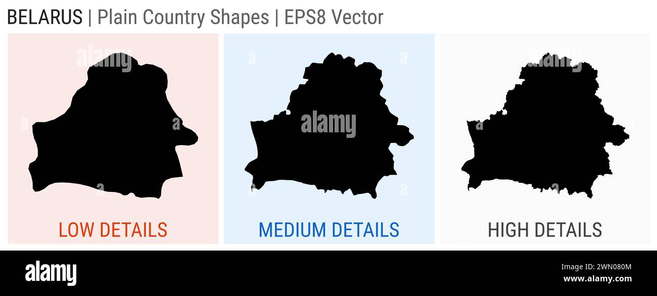 Belarus - plain country shape. Low, medium and high detailed maps of ...