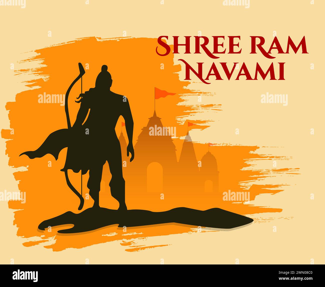 Illustration of Lord Rama with bow arrow in Shree Ram Navami ...