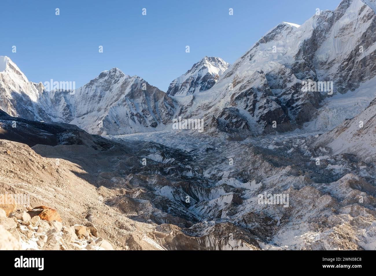 Khumbu glacier at Gorakshep near Everest base camp in Nepal. Beautiful ...