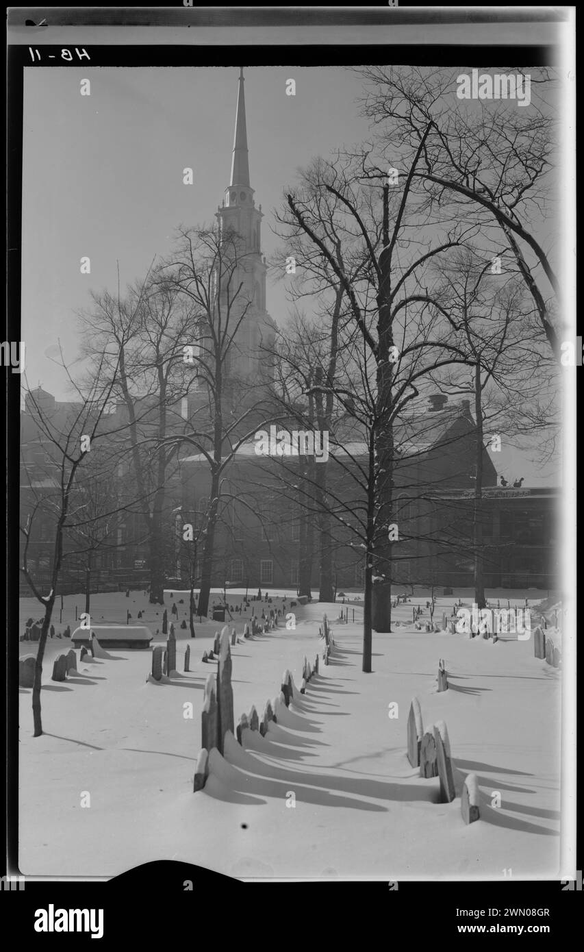 Old Granary Burial Ground on a February morning, Boston. Old Granary ...