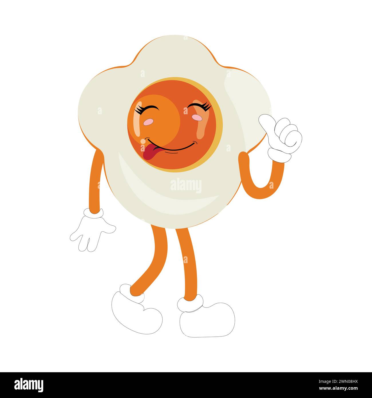 Fried egg with cute face lying cartoon illustration. Chicken egg for ...