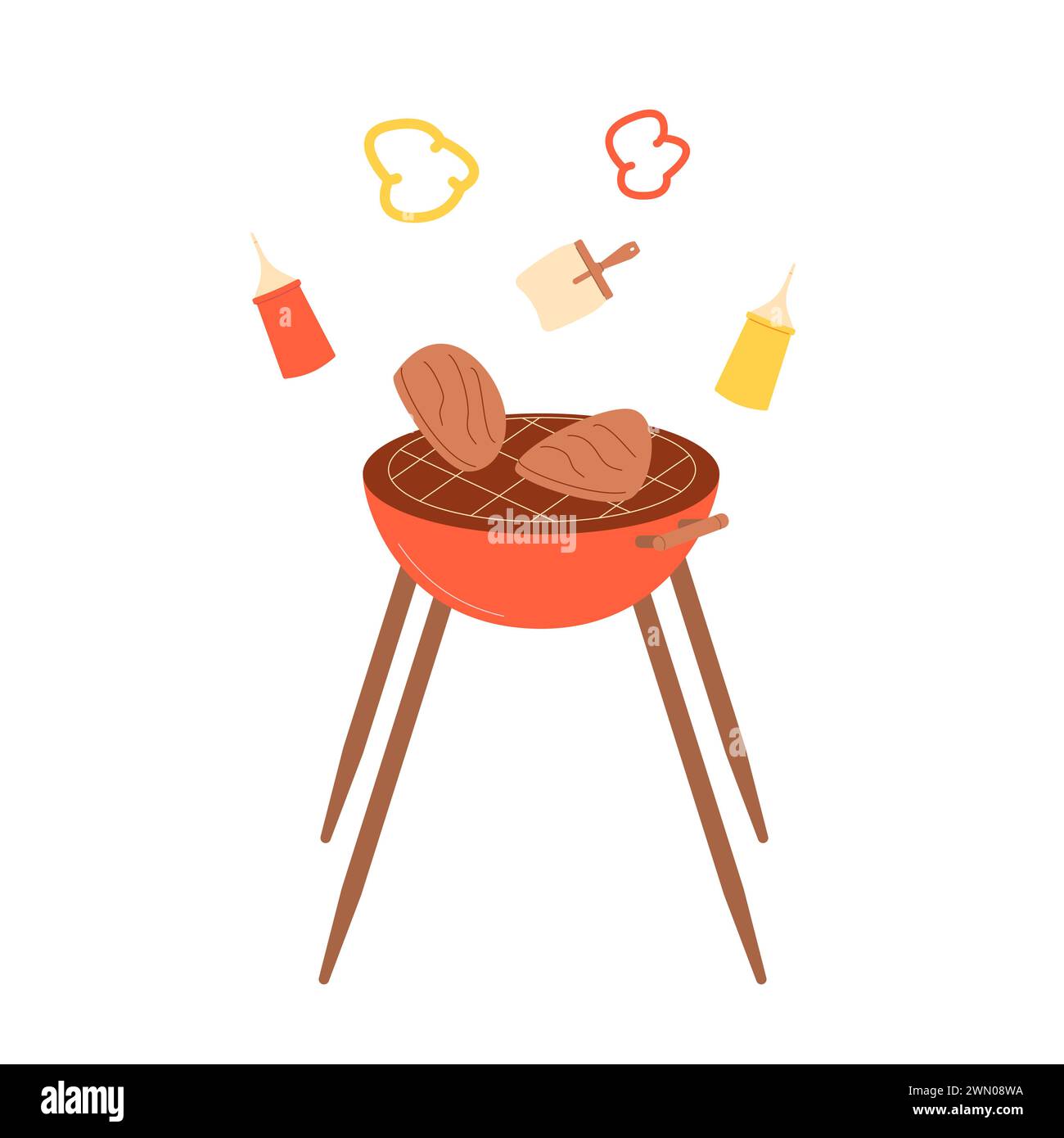 Grill bbq isolated on white background. Mangal brazier barbecue with ...