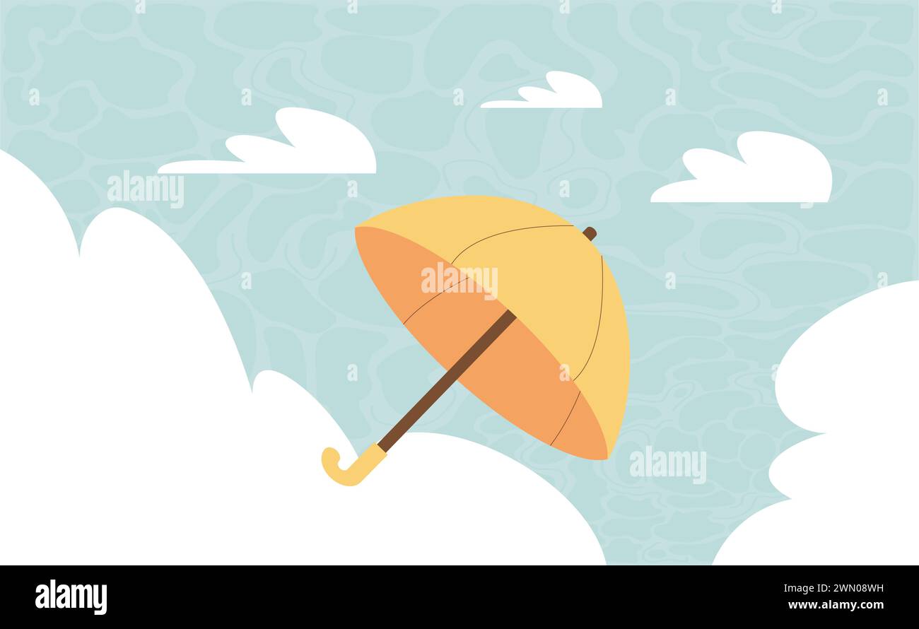 Umbrella on windy cloudy background. Autumn cover. Monsoon season ...