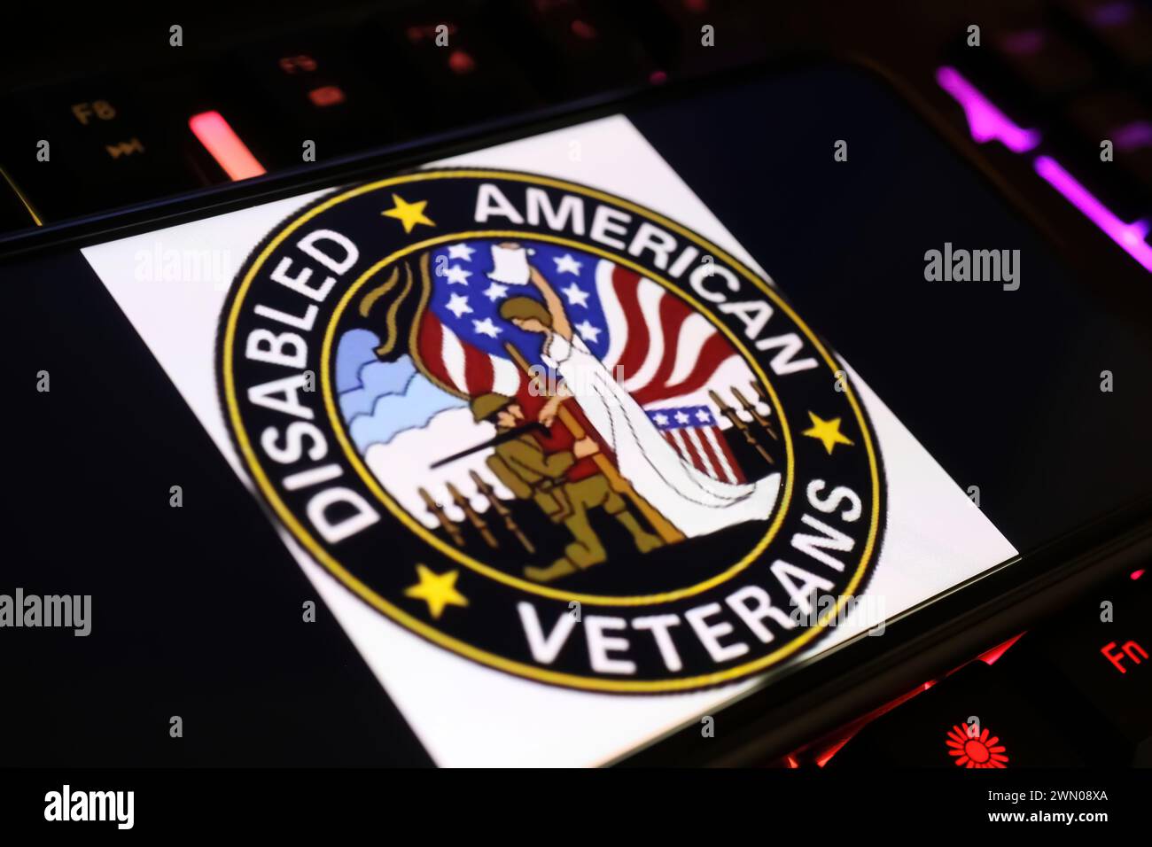 Viersen, Germany - January 9. 2024: Smartphone screen with logo of DAV ...