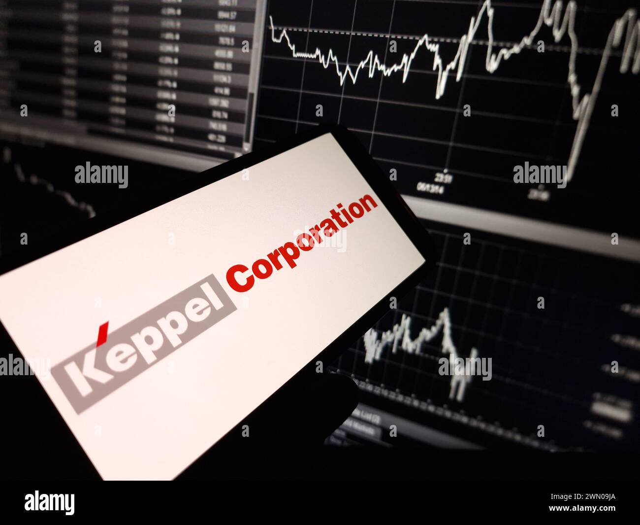Konskie, Poland - February 24, 2024: Keppel Corporation logo displayed ...