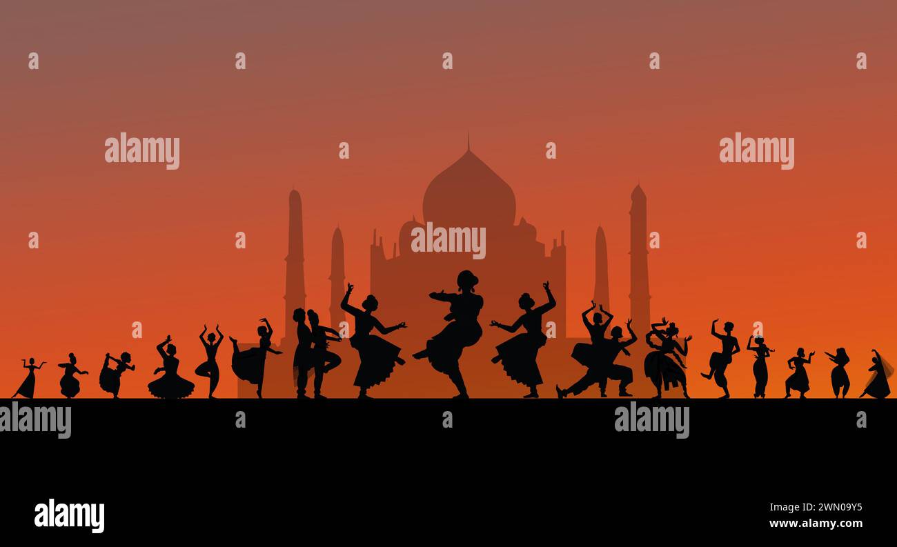 Classical Dance silhouettes A drawing of the outline of an Indian ...