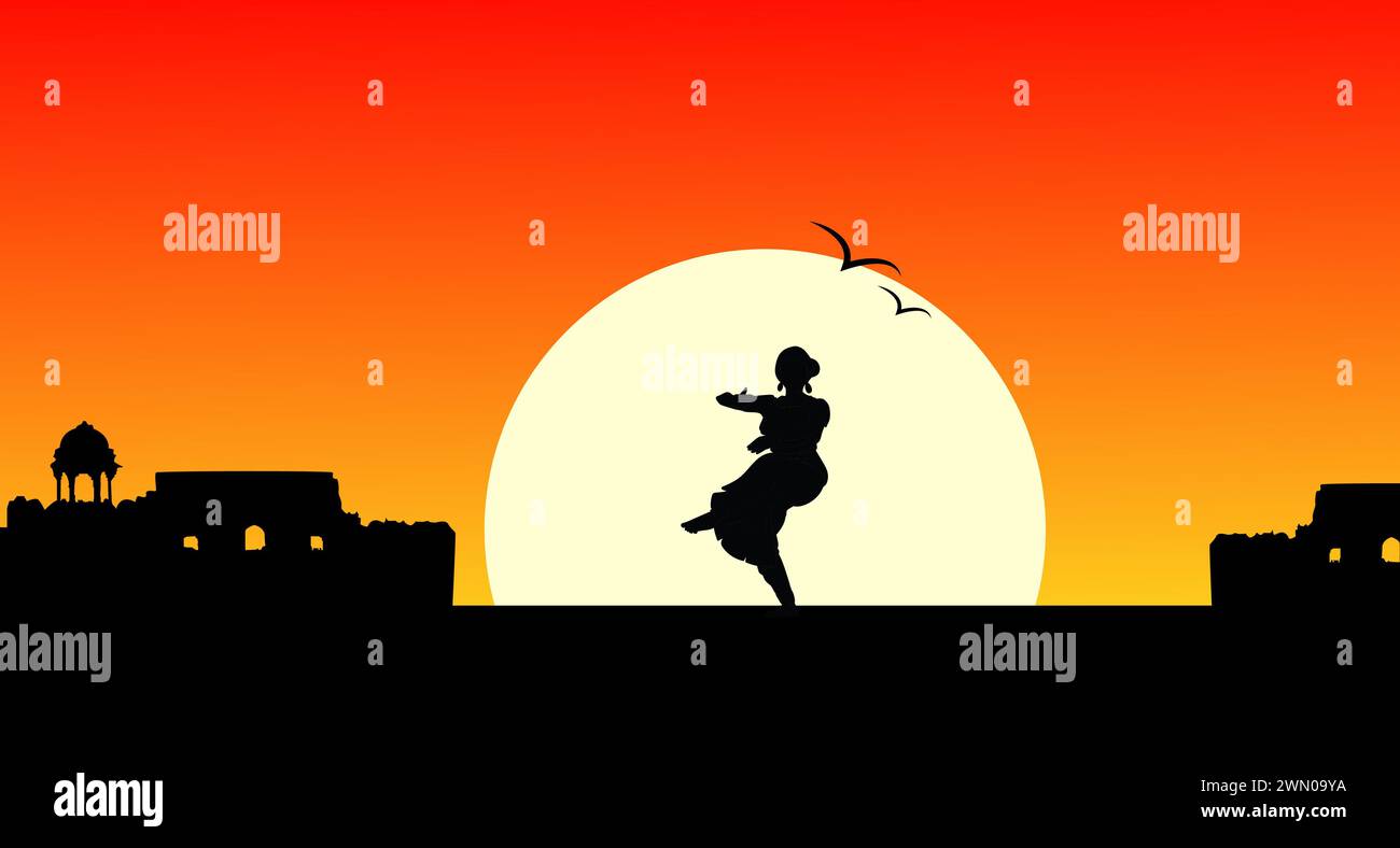 Classical Dance silhouettes A drawing of the outline of an Indian ...