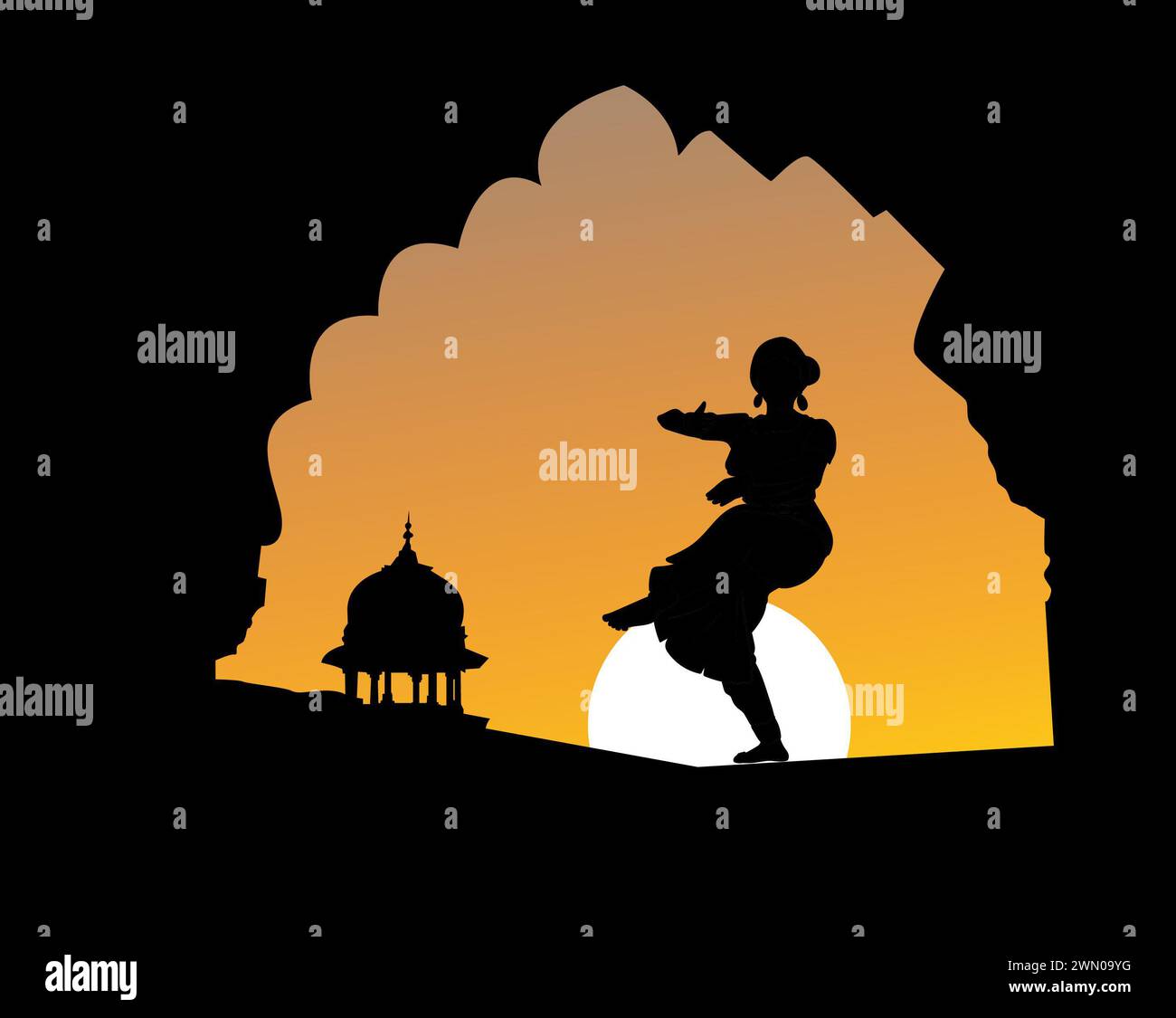 Classical Dance silhouettes A drawing of the outline of an Indian ...