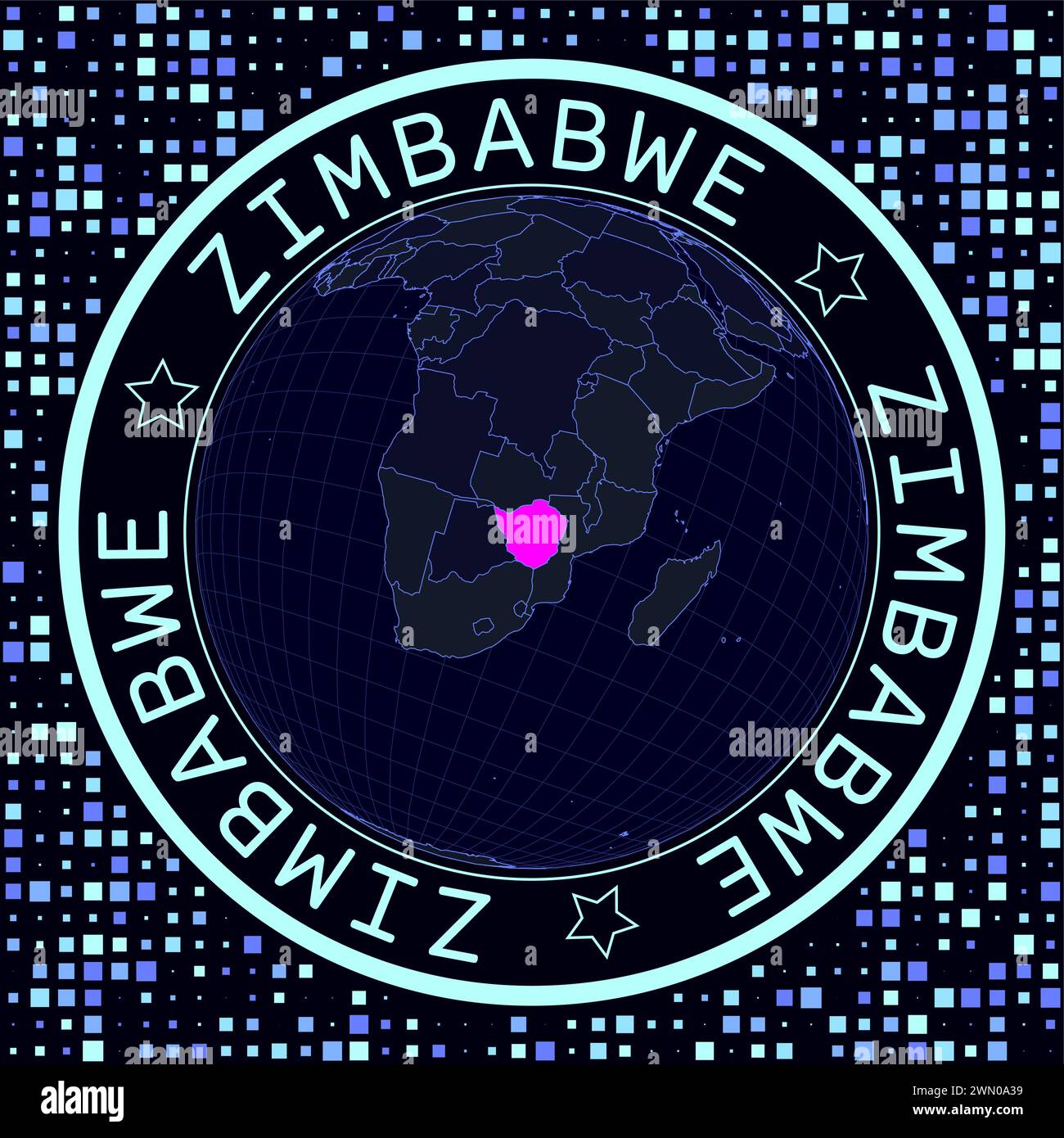 Zimbabwe on globe vector. Futuristic satellite view of the world ...
