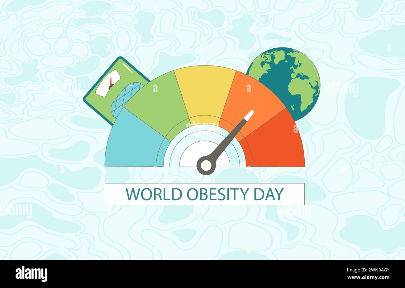 World obesity day banner template. BMI sign with scale and globe ...
