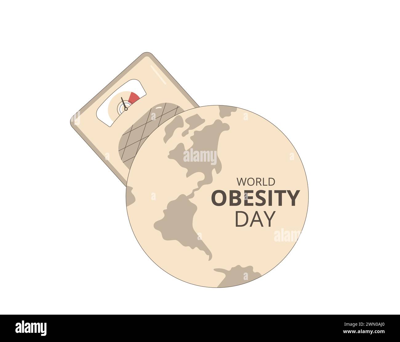 World obesity day. Earth and scale isolated on white background ...