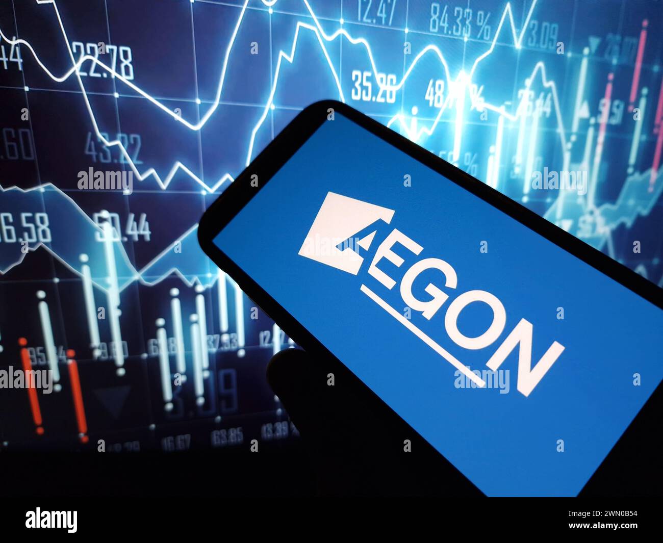 Konskie, Poland - February 24, 2024: AEGON company logo displayed on ...