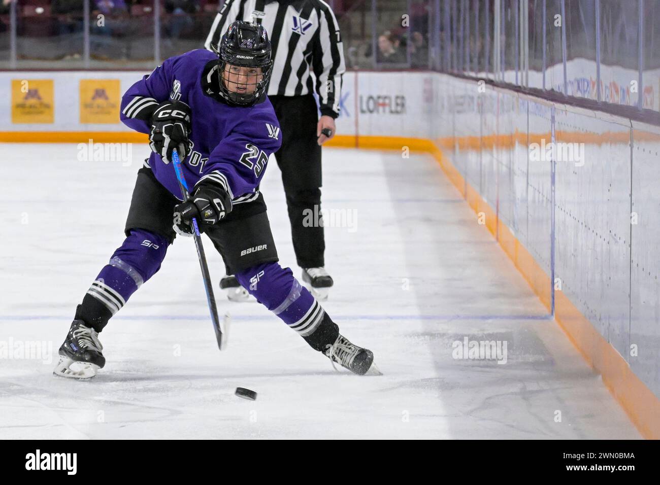 MINNEAPOLIS, MN - FEBRUARY 27: Minnesota defender Emma Greco (25) takes ...