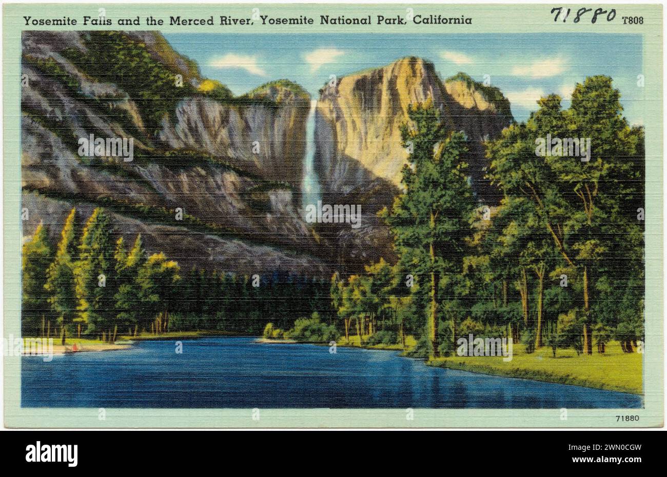 Yosemite Falls and the Merced River, Yosemite National Park, California ...