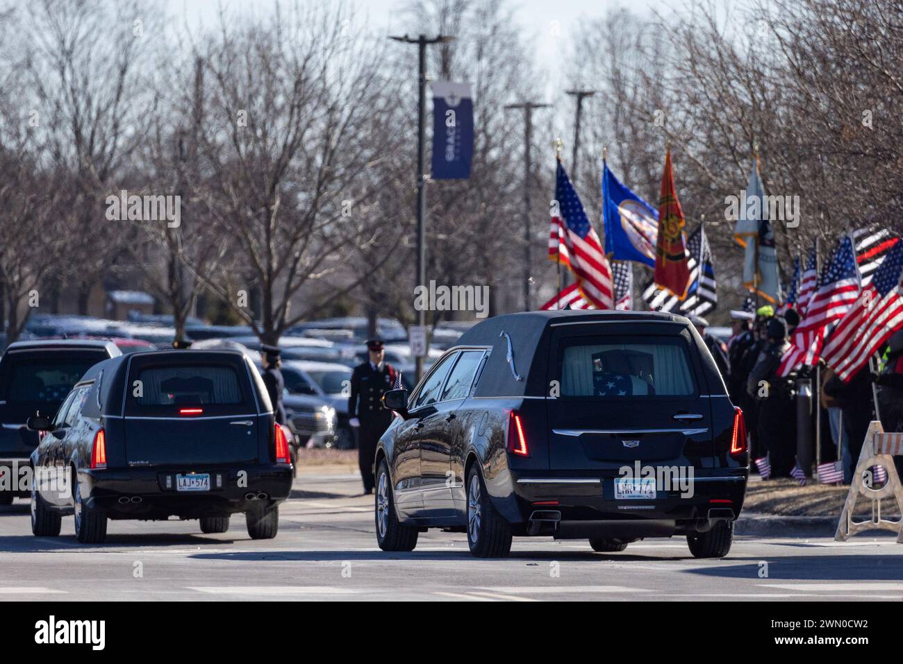 Three hearses arrive arrive for a memorial service for Burnsville ...