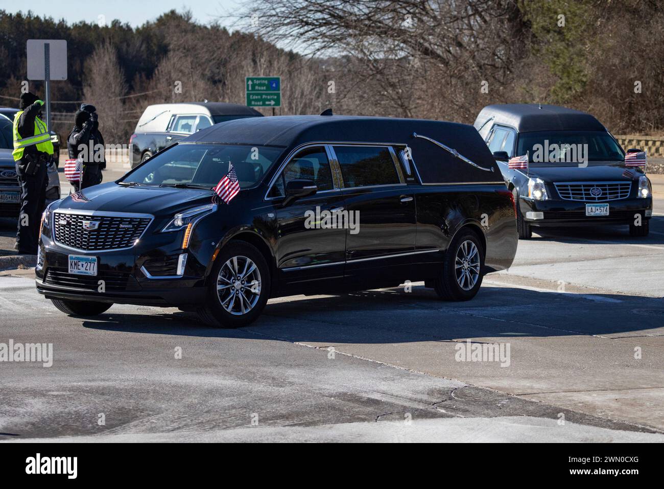 Three hearses arrive arrive for a memorial service for Burnsville ...