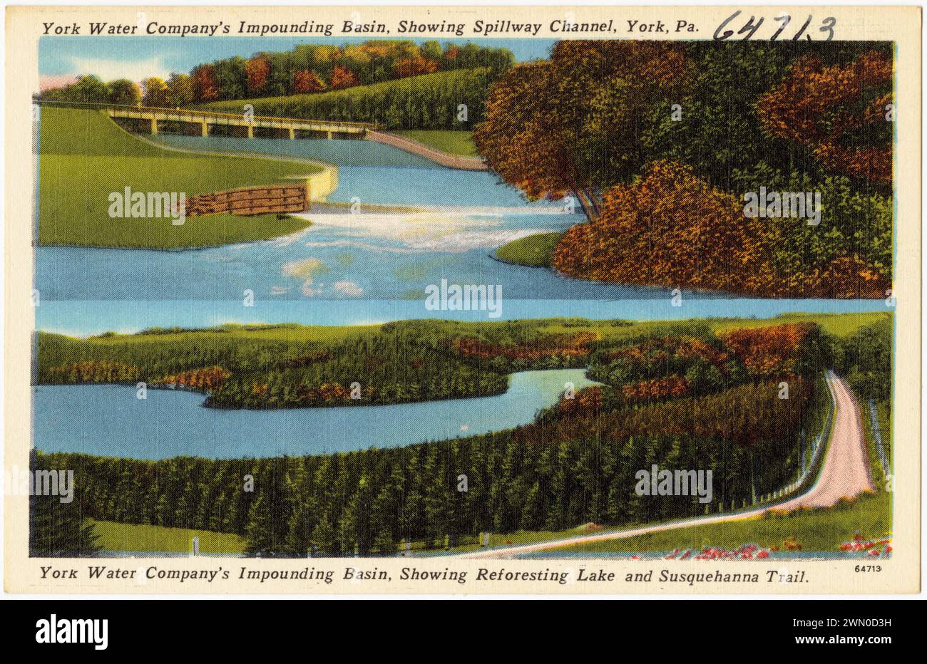 York Water Company's impounding basin, showing spillway channel, York ...