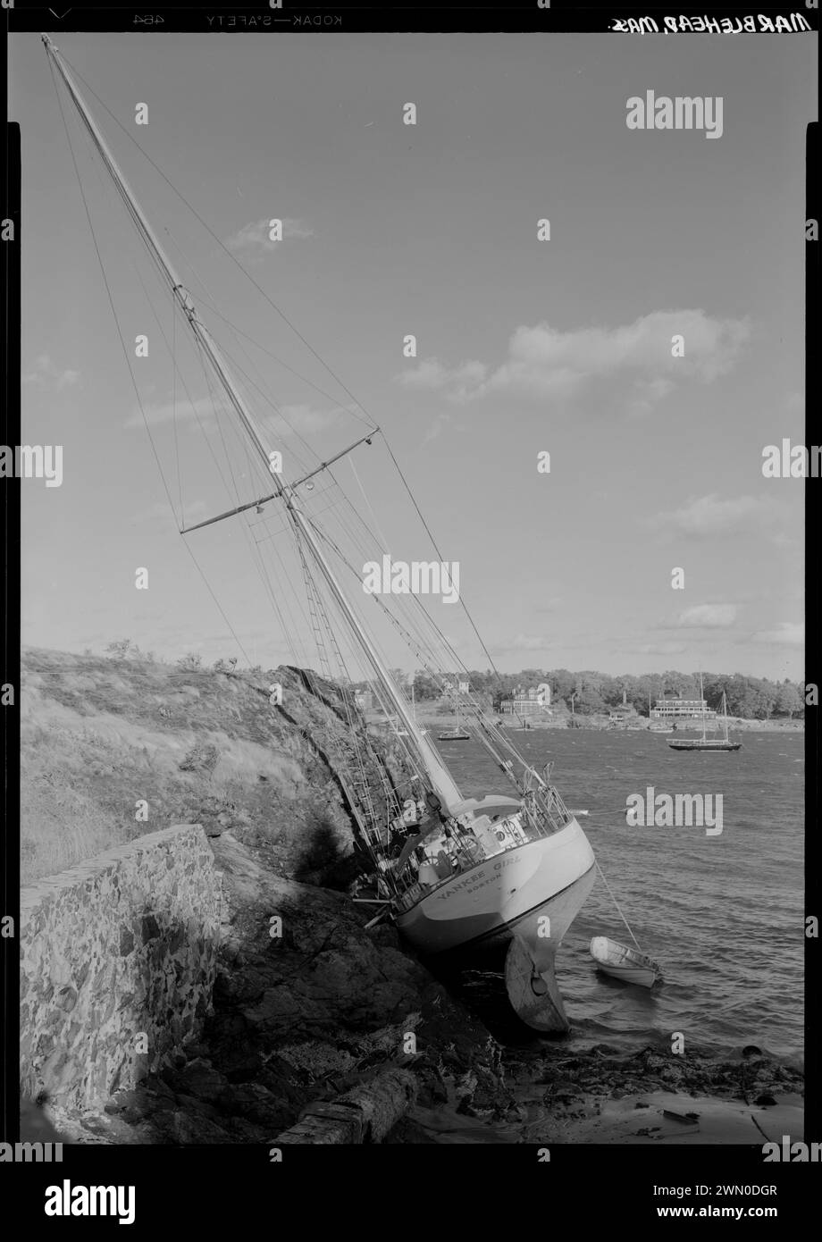 Yankee Girl (sailboat) on rocks, Hurricane Carol. Yankee Girl (sailboat ...
