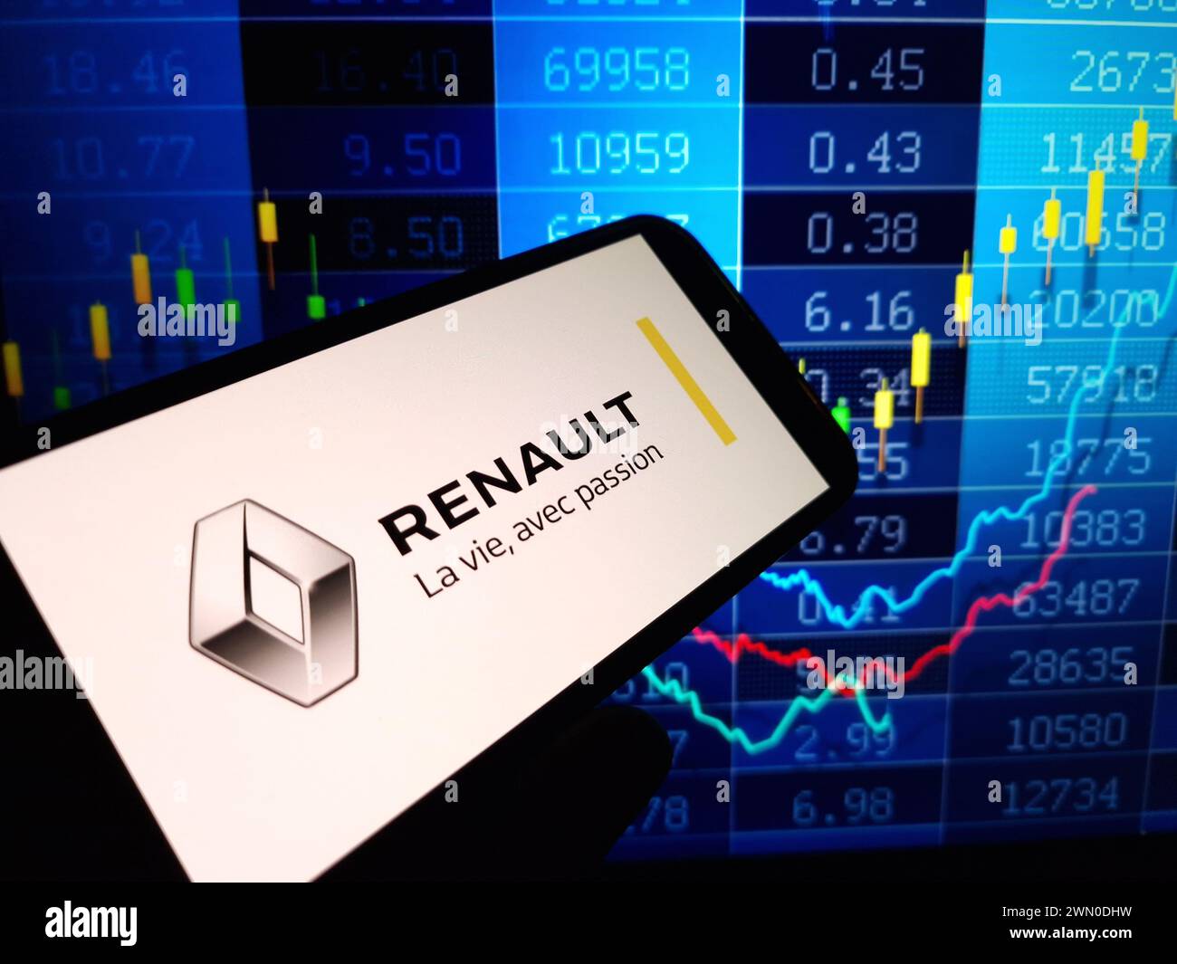 Konskie, Poland - February 24, 2024: Renault company logo displayed on ...