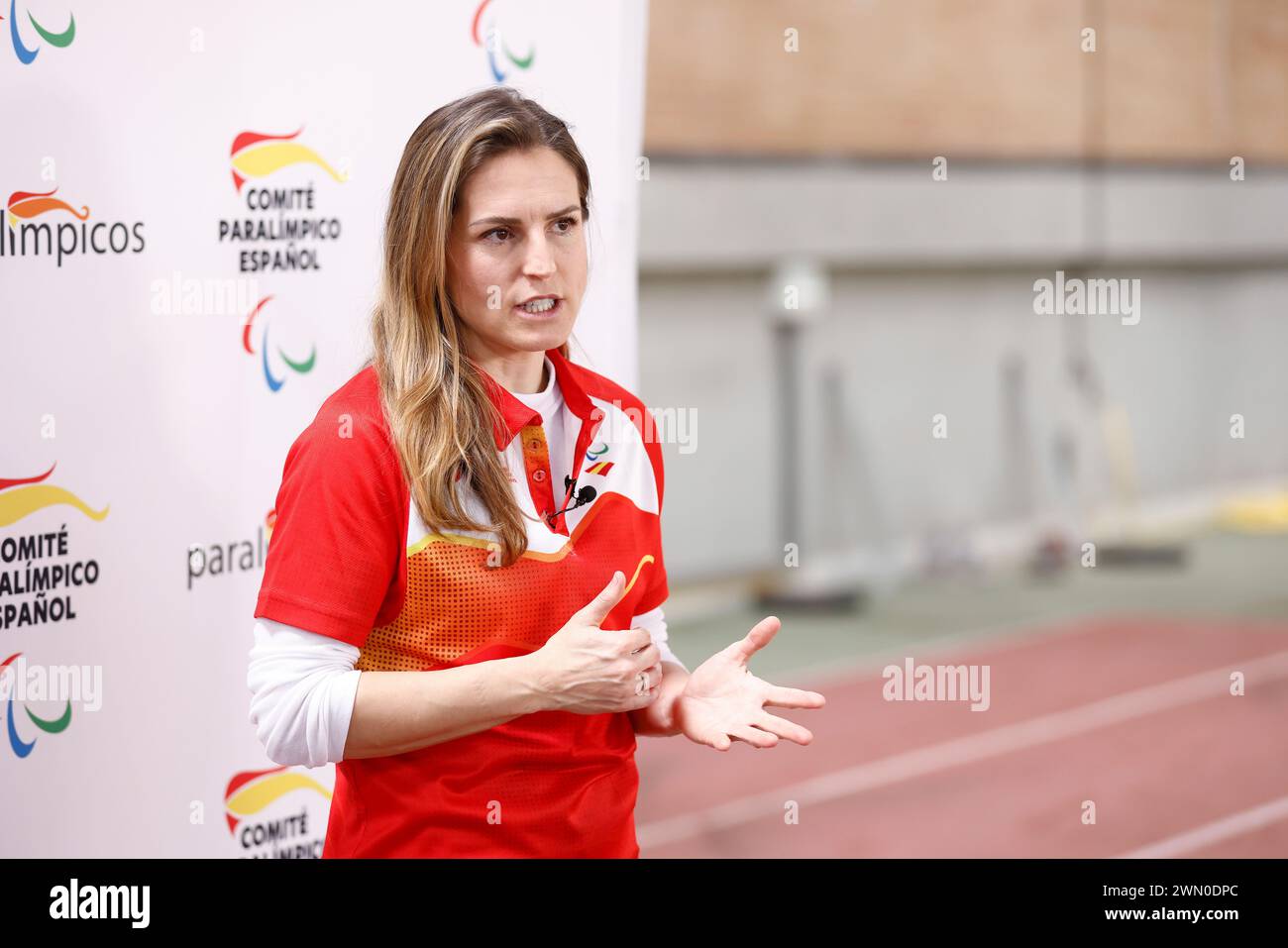 Sara Andres attends an interview for Europa Press during the Spanish ...