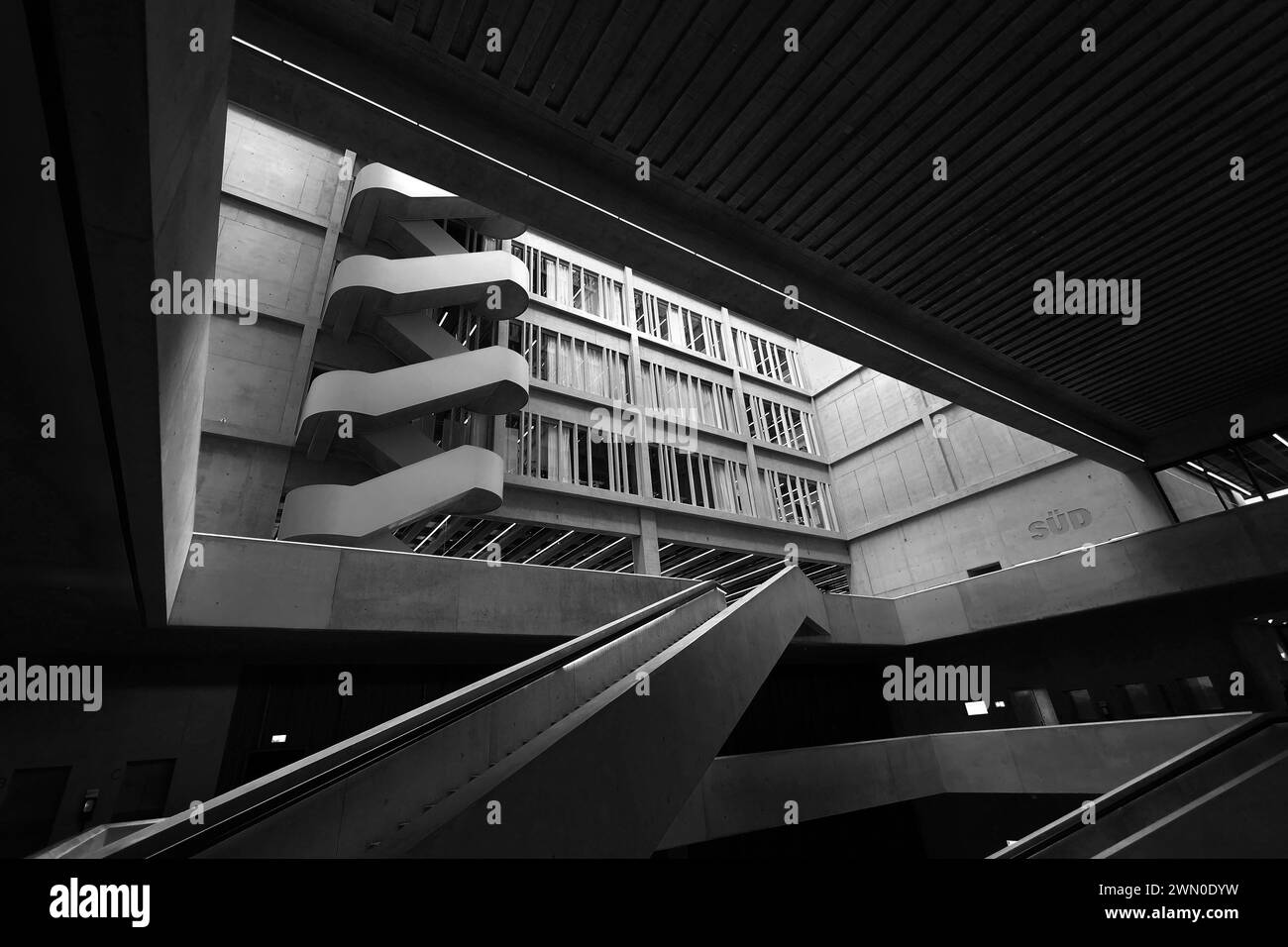 Muttenz, Switzerland - September 19. 2022: The modern building of the ...