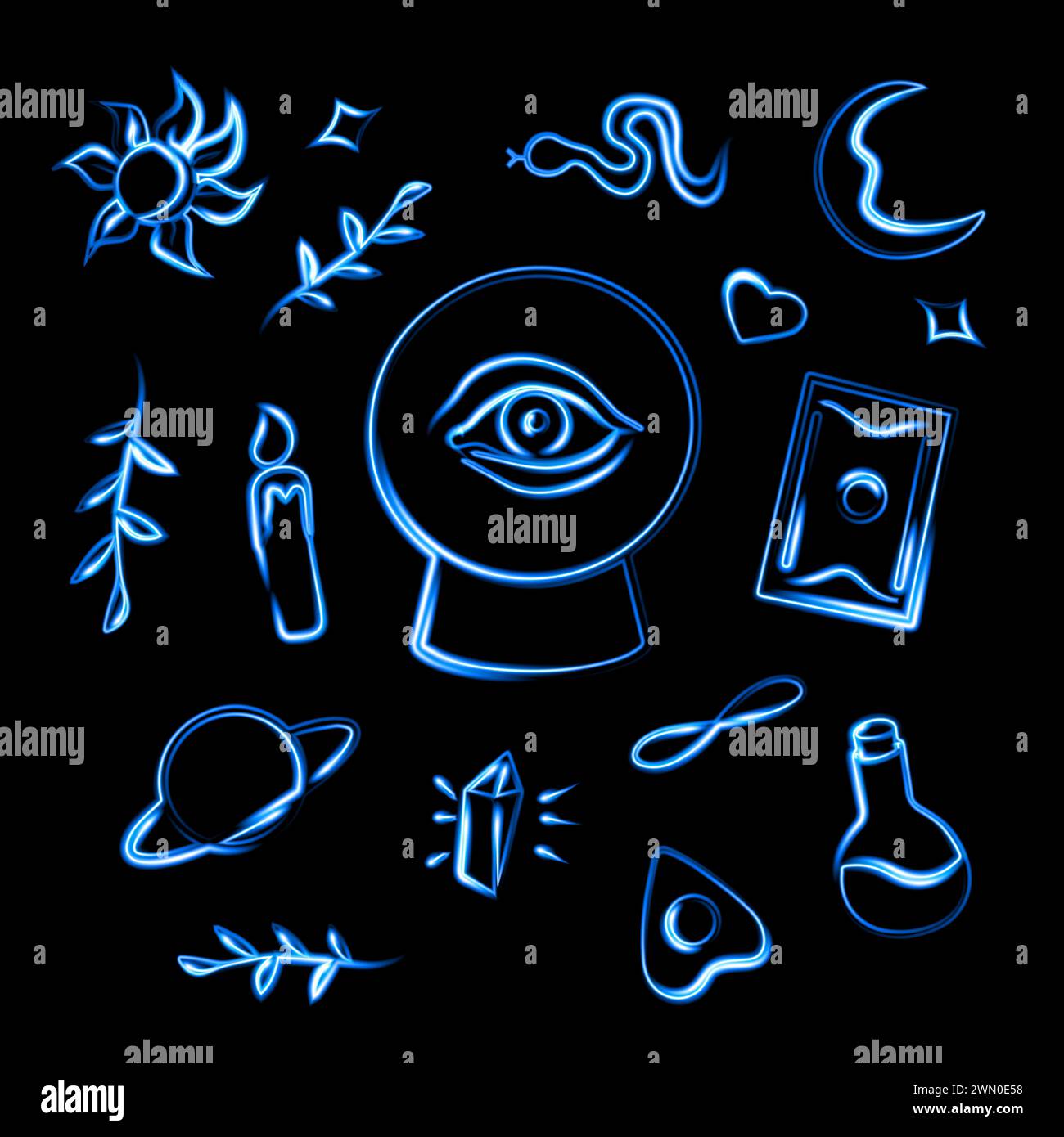 Vector isolated illustration of witch set. Mysticism and esotericism ...