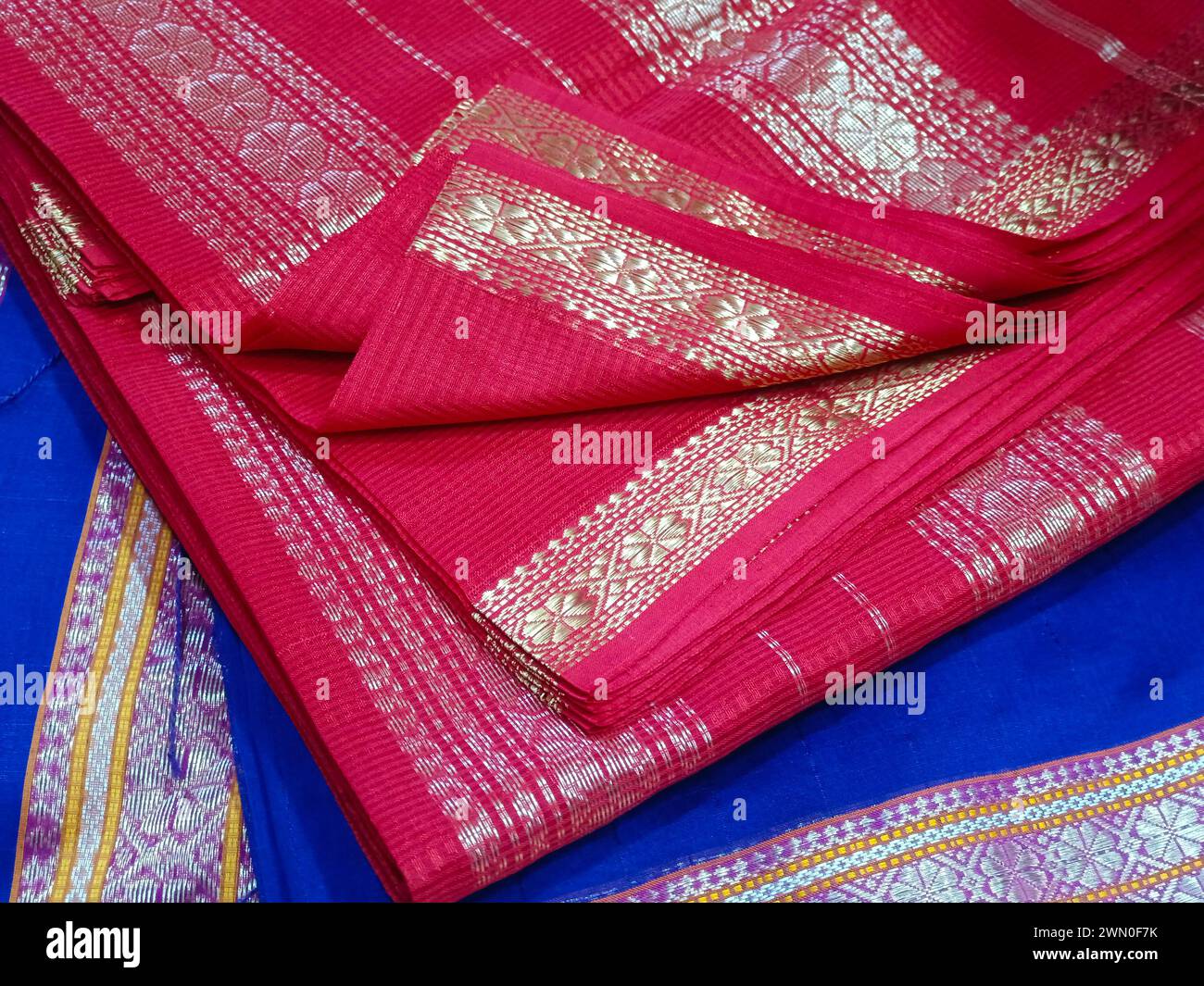 Handmade Indian sari, saree with golden details, woman wear on festival ...