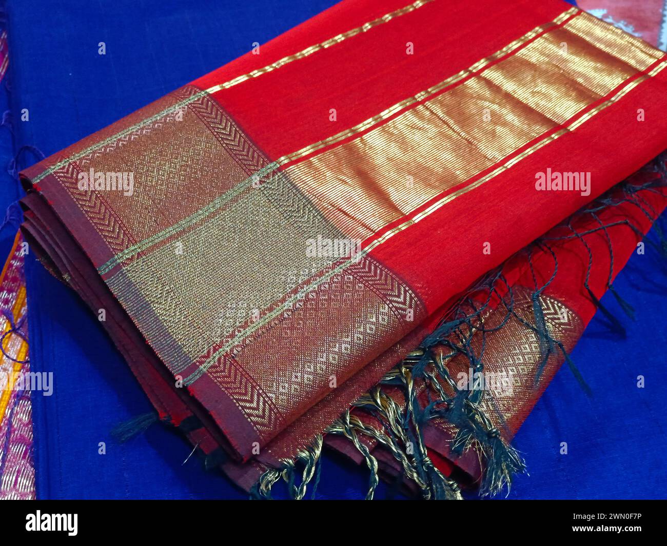 Handmade Indian sari, saree with golden details, woman wear on festival ...