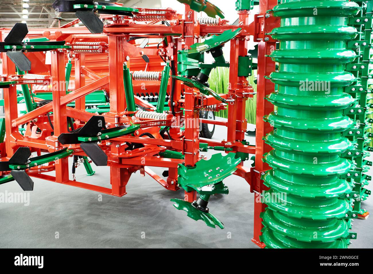 Seedbed roller, harrows and cultivator at an agricultural exhibition ...