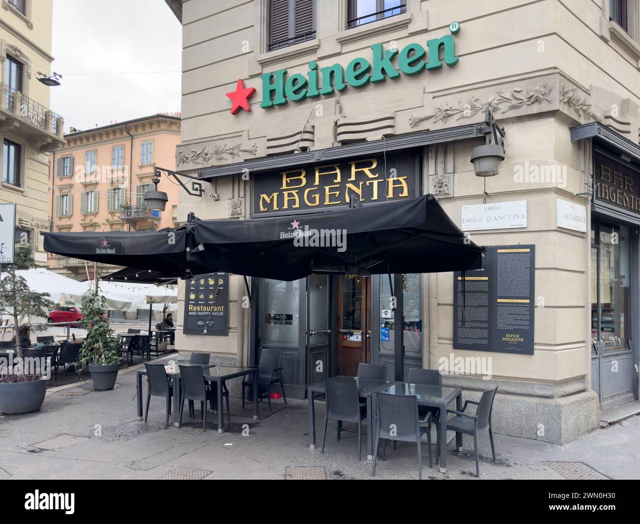 the exterior of the entrance of the famous "Bar Magenta" near Cadorna ...