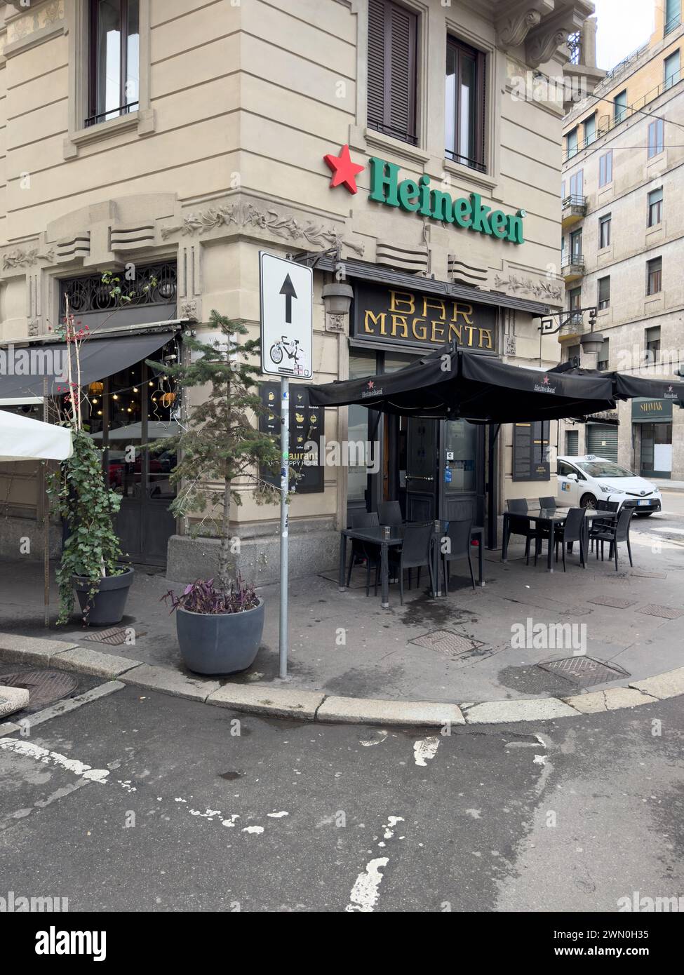 the exterior of the entrance of the famous "Bar Magenta" near Cadorna ...