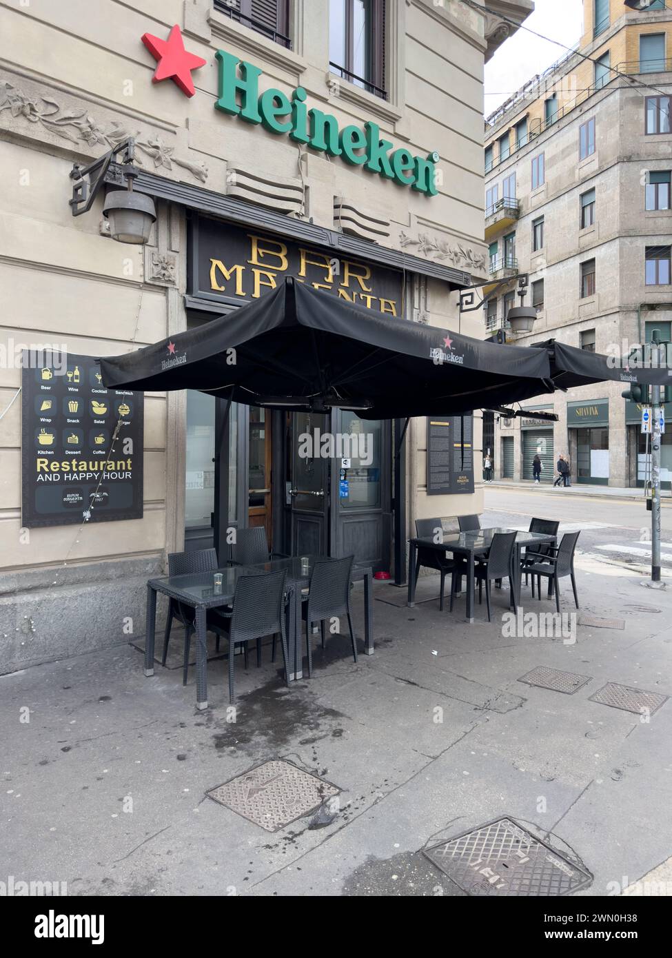 the exterior of the entrance of the famous "Bar Magenta" near Cadorna ...
