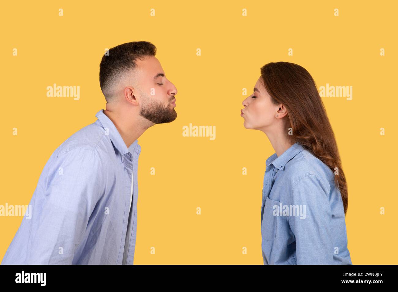 Woman puckering lips side hi-res stock photography and images - Alamy