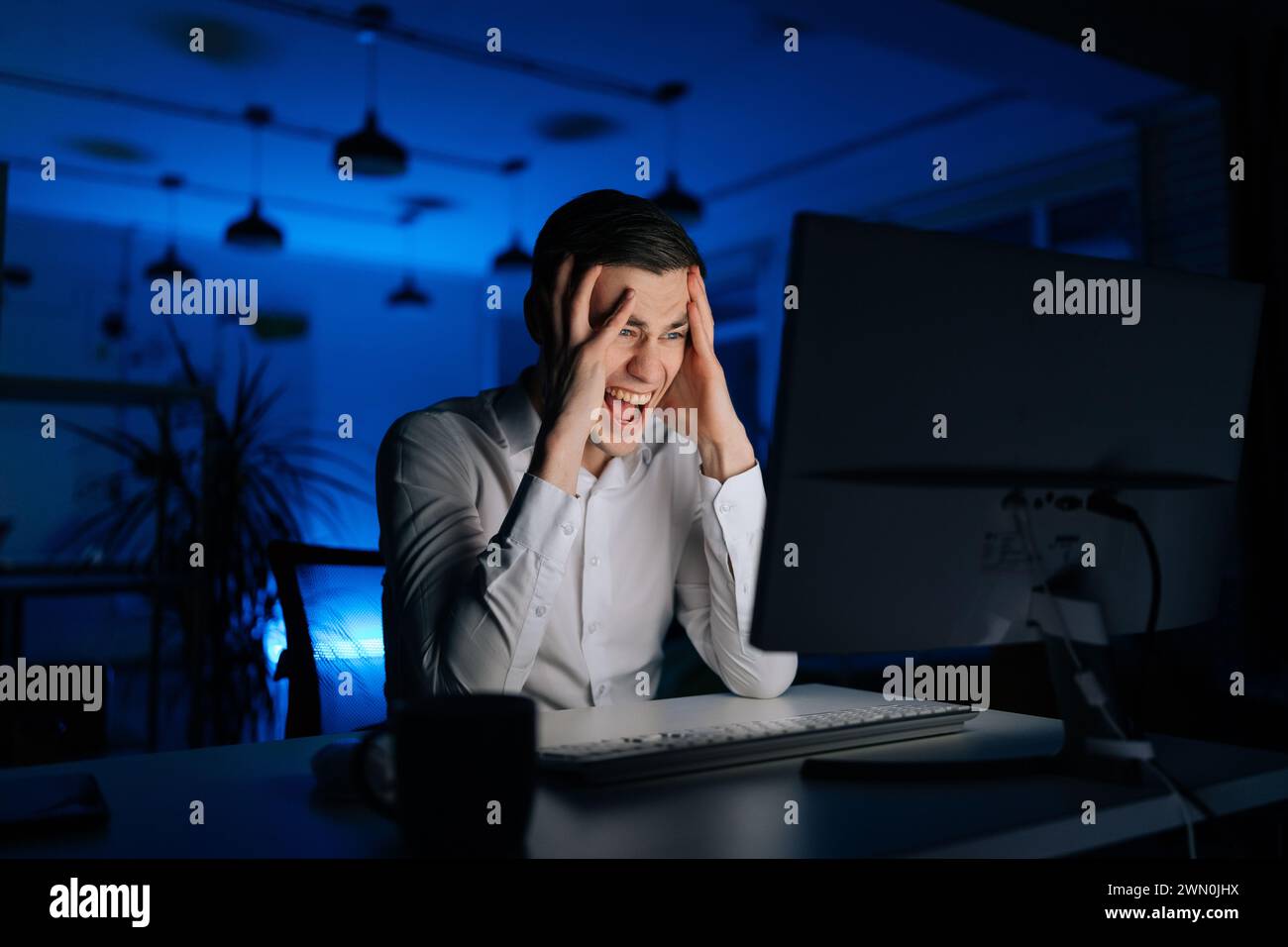 Angry yelling tired exhausted man hi-res stock photography and images ...