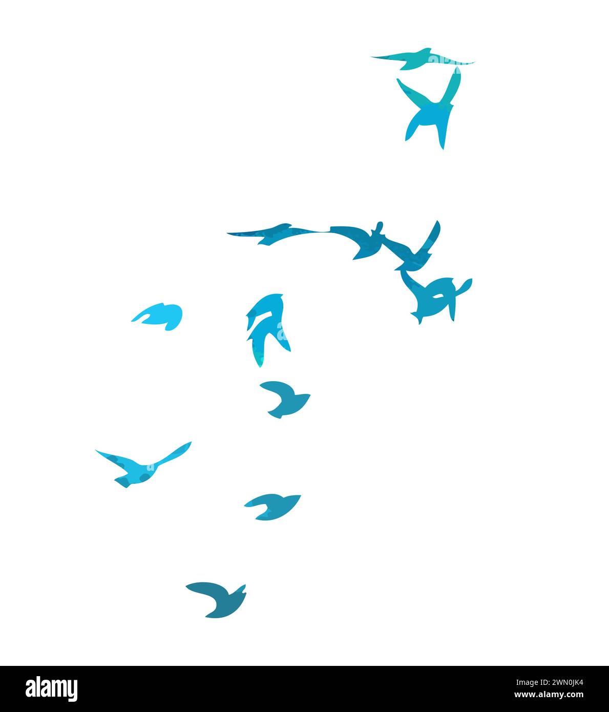 A flock of blue watercolor flying birds. hand drawing. Not AI, Free ...