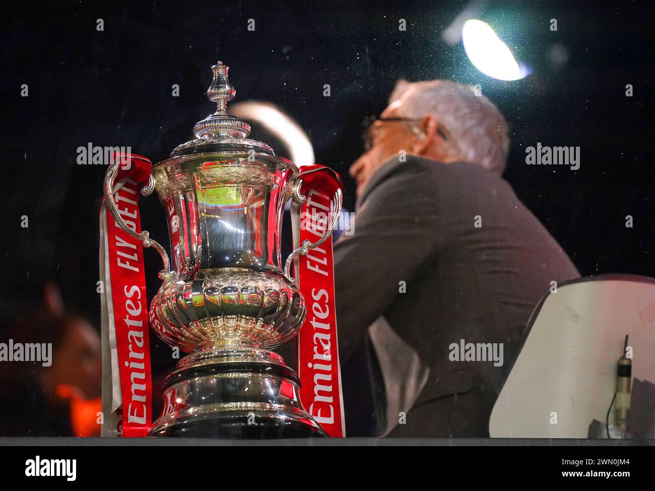 The Emirates FA Cup trophy on display ahead of the Emirates FA Cup ...