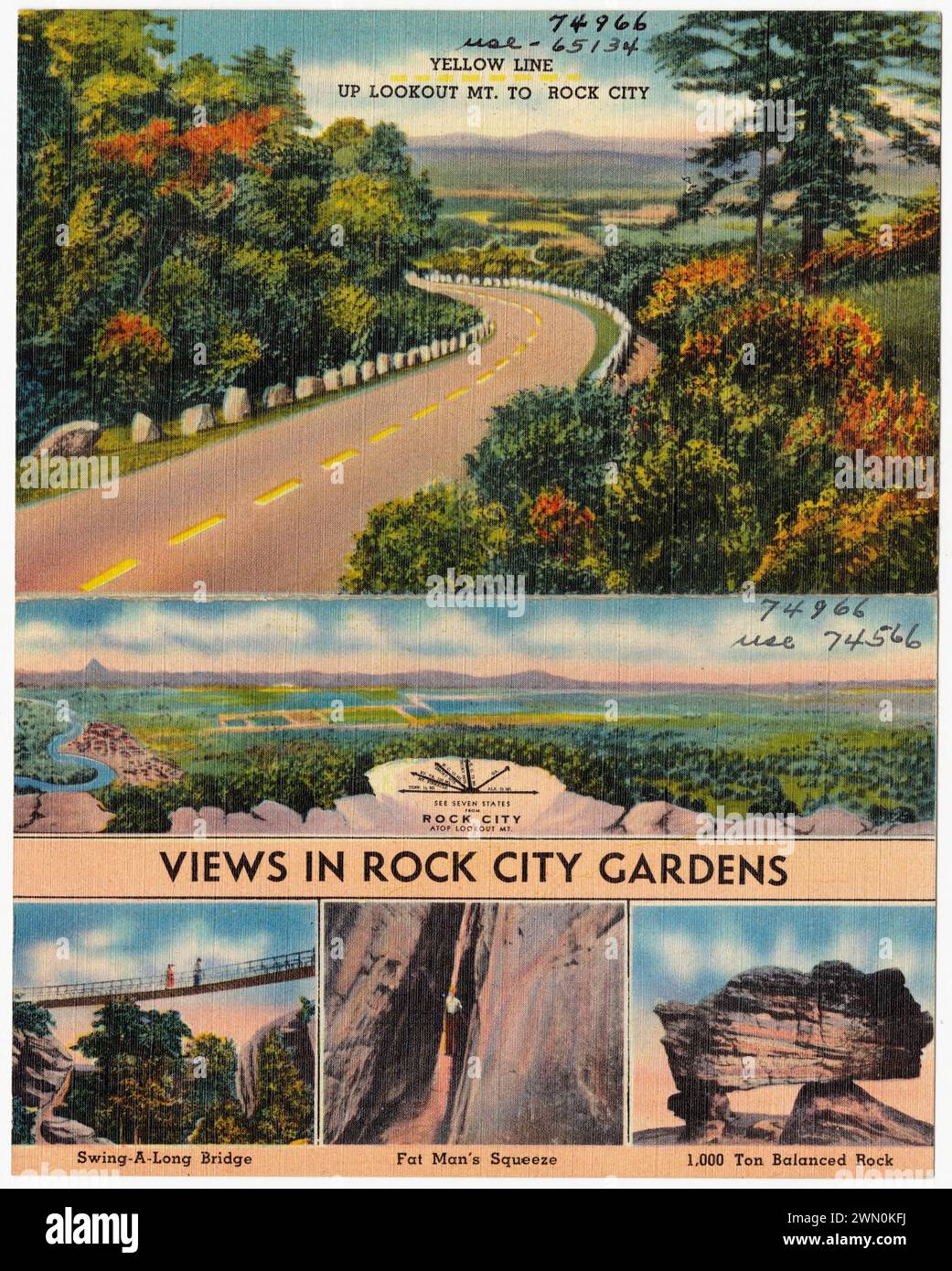 Yellow line up Lookout Mt. to Rock City. Views in Rock City Gardens ...