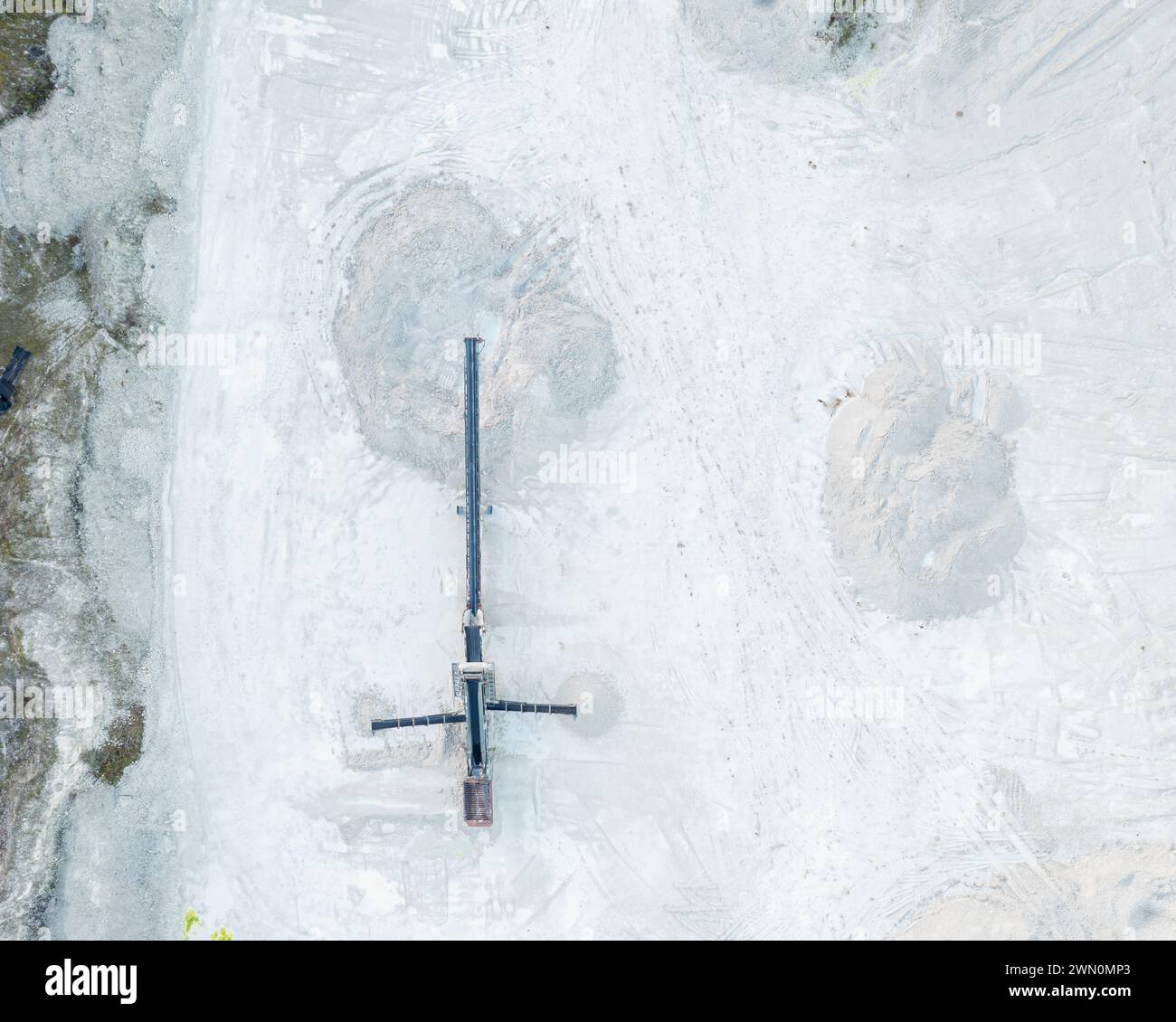 Moveable conveyor belt in a chalk quarry from above Stock Photo - Alamy
