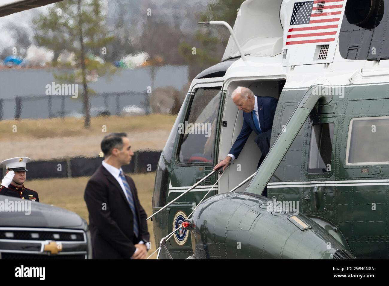 United States President Joe Biden arrives via Marine One for his ...