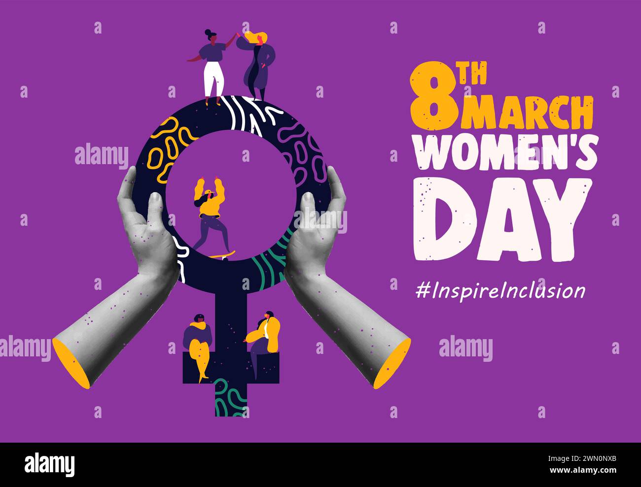 International Womens Day 8th March Vector Card Illustration Diverse