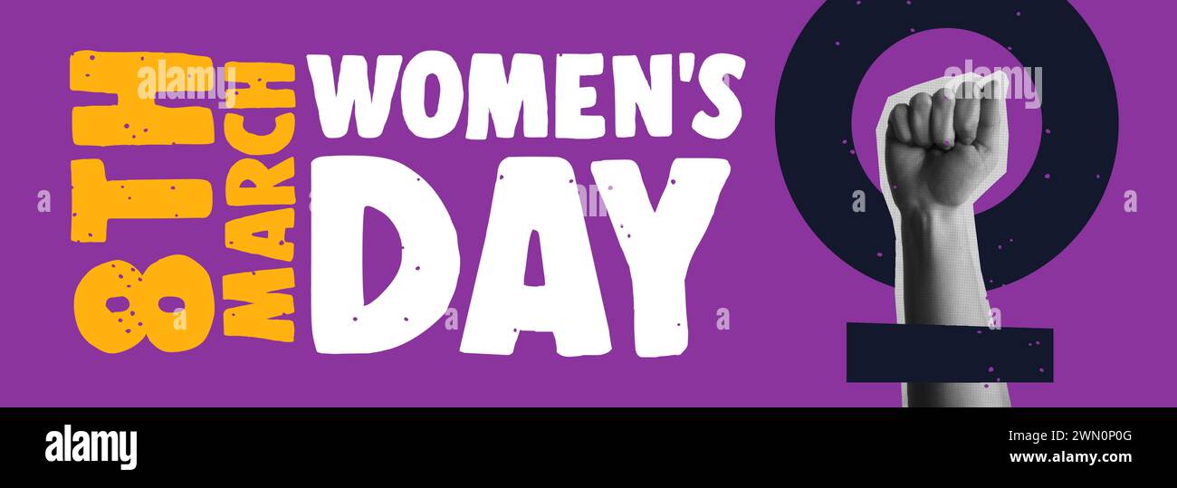 International Womens Day 8th March vector banner illustration. Feminist ...