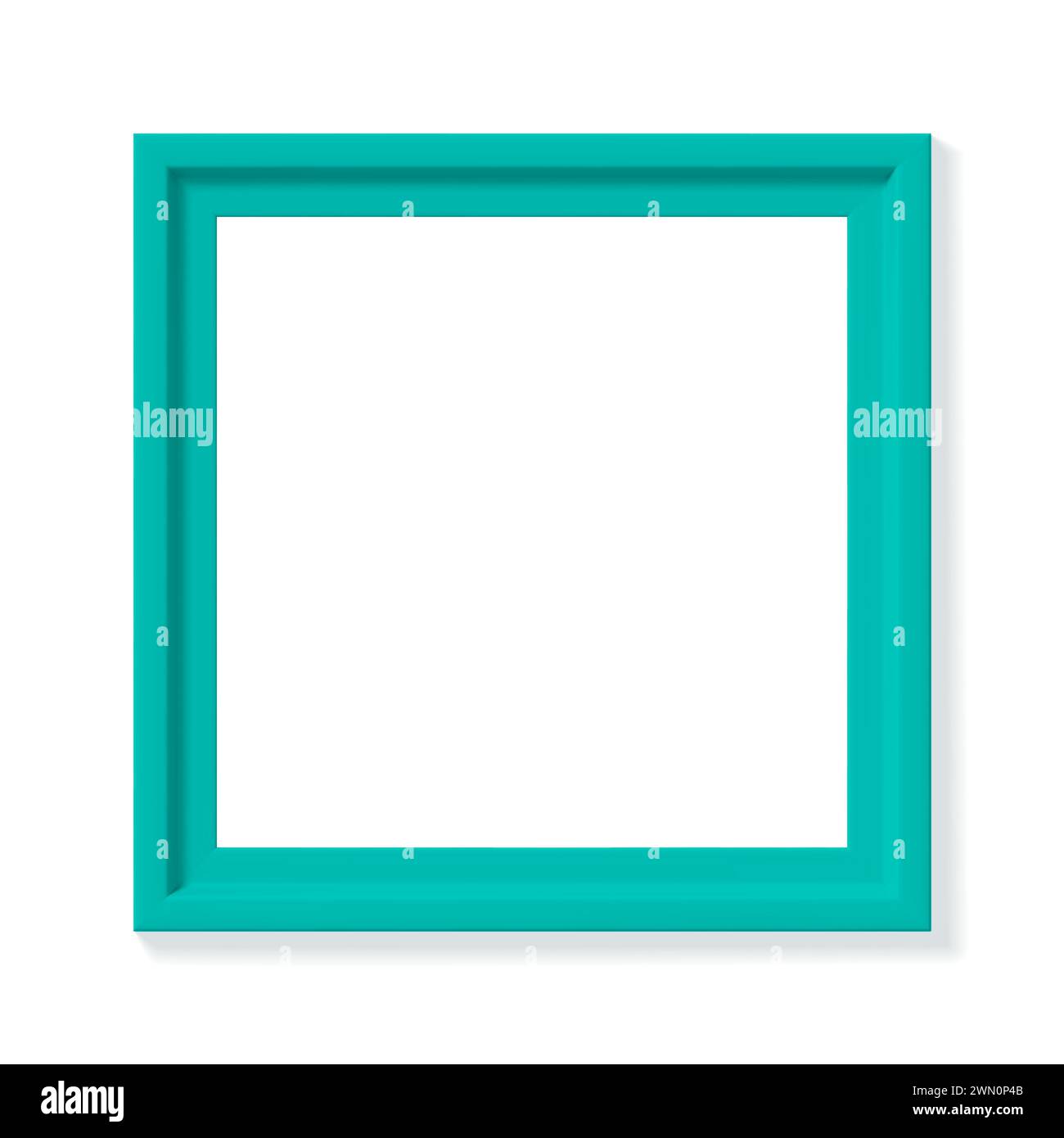 Green turquoise square picture frame isolated on white background Stock ...