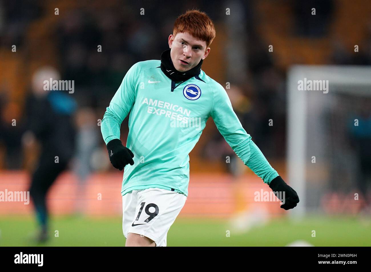 Brighton and Hove Albion's Valentin Barco during the warm-up before the ...