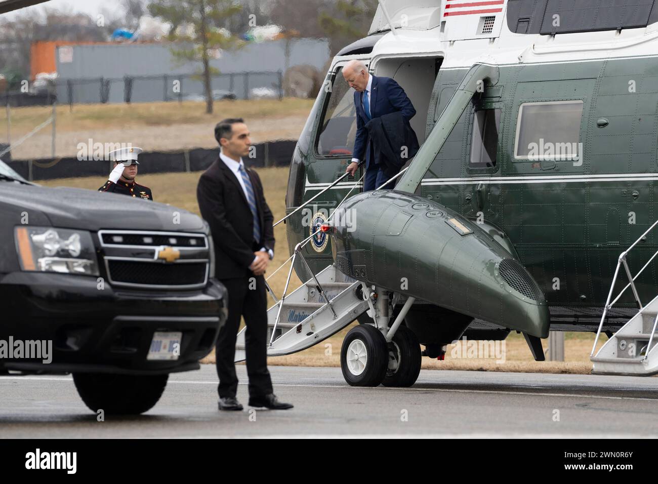 United States President Joe Biden arrives via Marine One for his ...