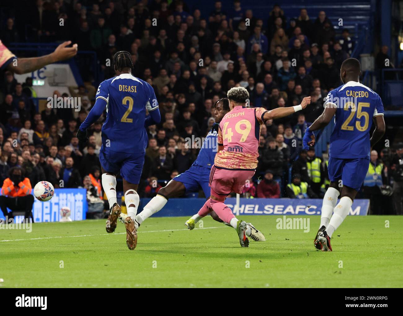 London, UK. 28th Feb, 2024. Mateo Joseph of Leeds United scores the ...