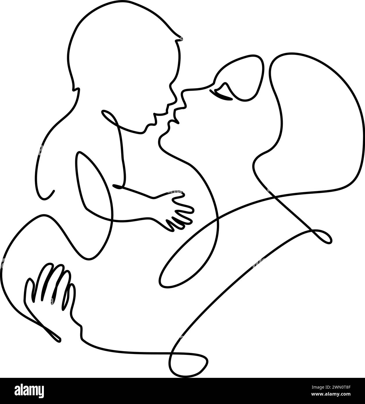 Mom Kissing Daughter Stock Vector Images Alamy