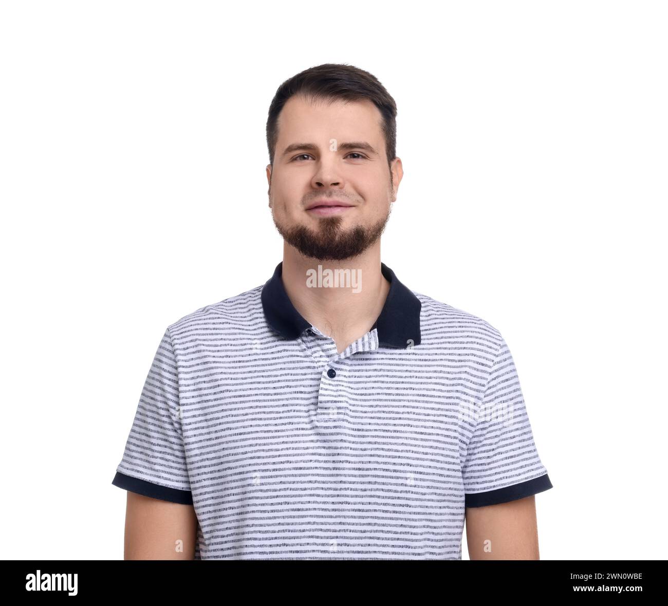 Portrait of smiling young man on white background Stock Photo - Alamy