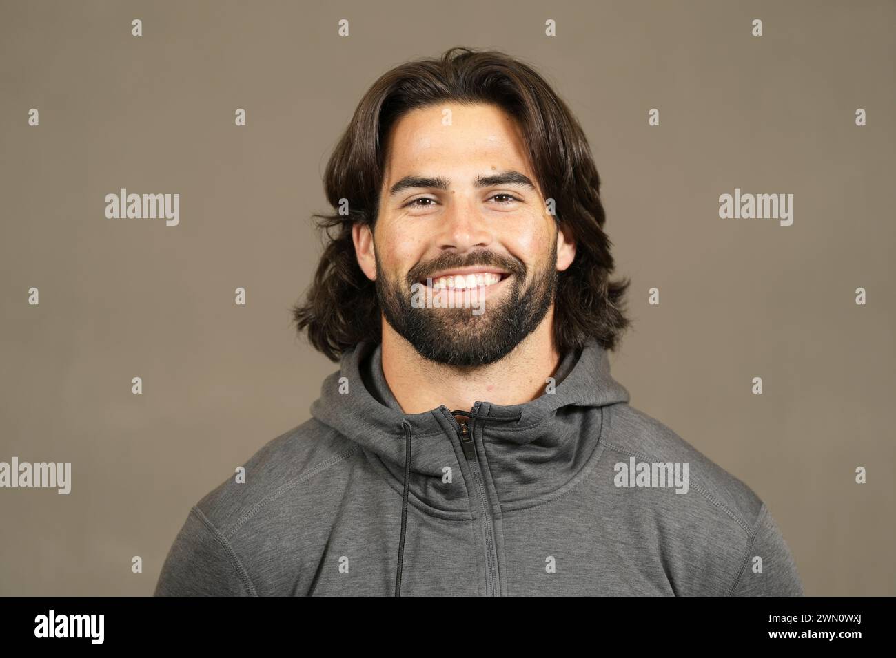 Notre Dame quarterback Sam Hartman poses for a portrait at the NFL ...