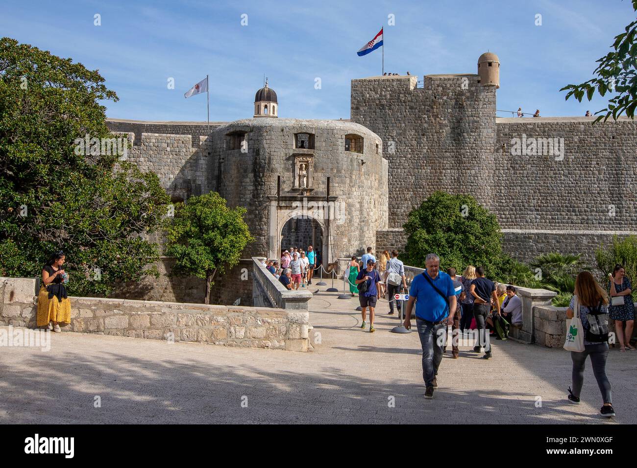 Pile Gate Dubrovnik Croatia, oct 06, 2022 - Tourists walk in front of ...